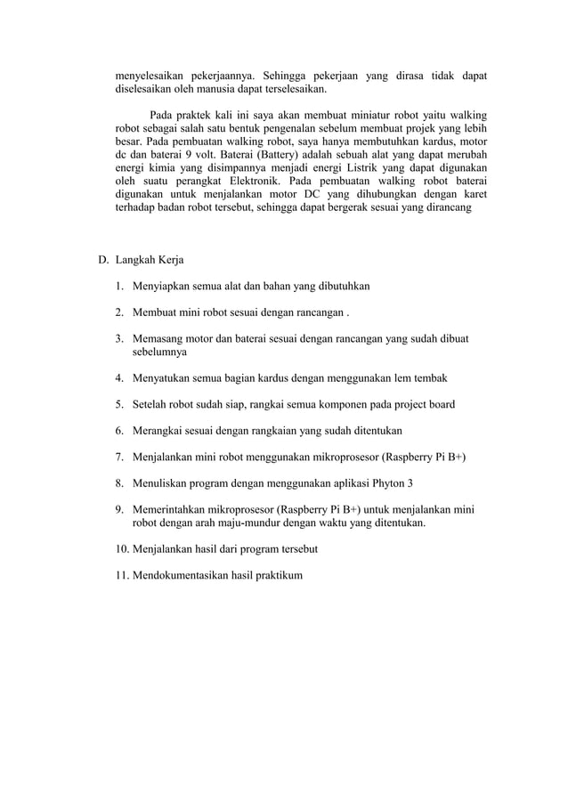 Perancangan Dan Pemrograman Mini Robot Menggunakan Mikroprosesor Raspberry Pi B Pdf