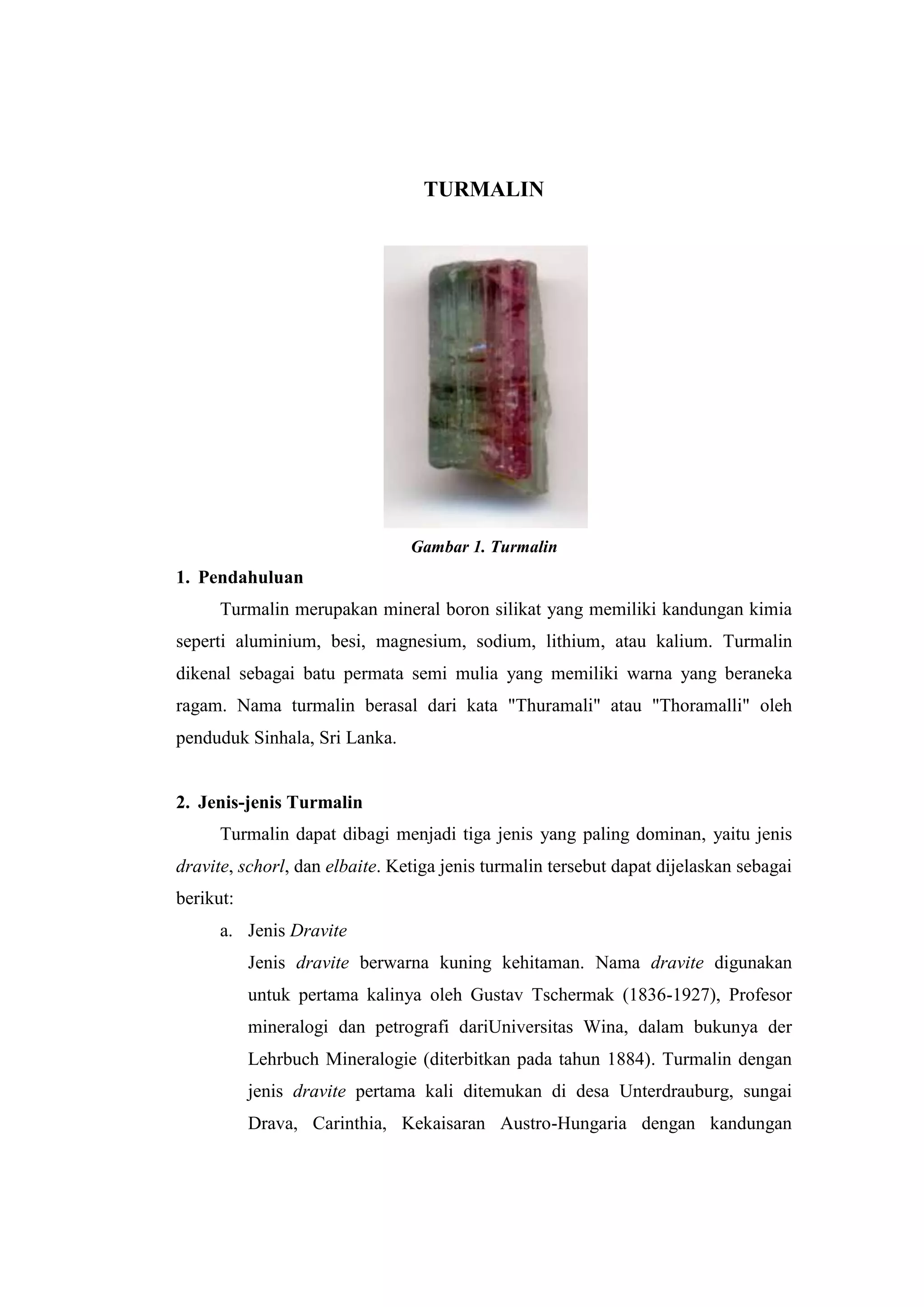 Tugas mineralogi turmalin | DOCX