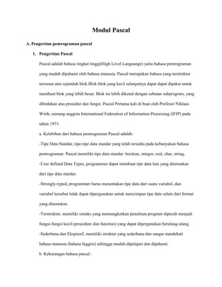 Tugas mu'thi modul pascal | DOC