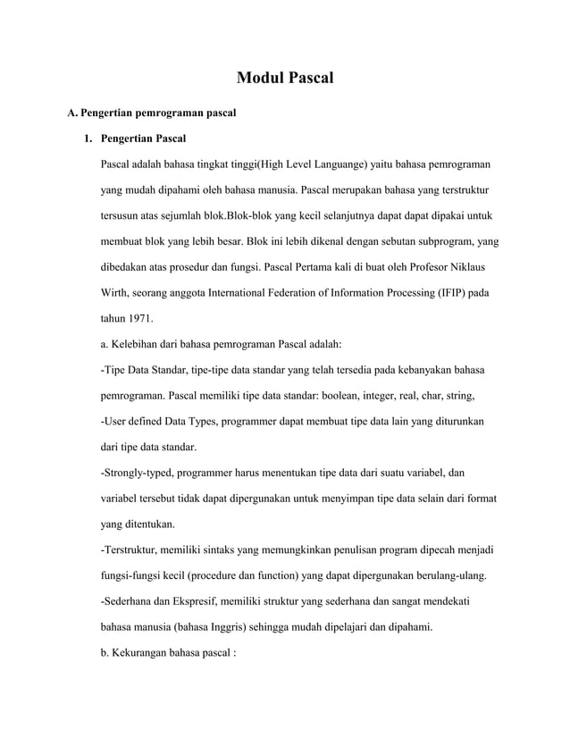 Tugas mu'thi modul pascal | DOC