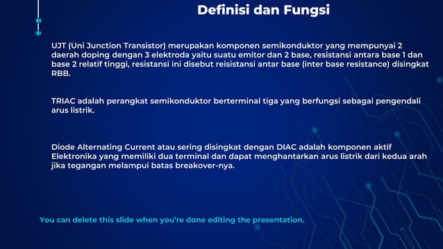 MATERI UJT, TRIAC DAN DIAC ELECTRICAL ENGENERING | PPT