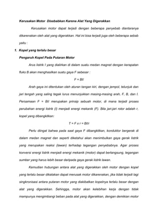 Penyebab Kerusakan Motor Listrik | DOC