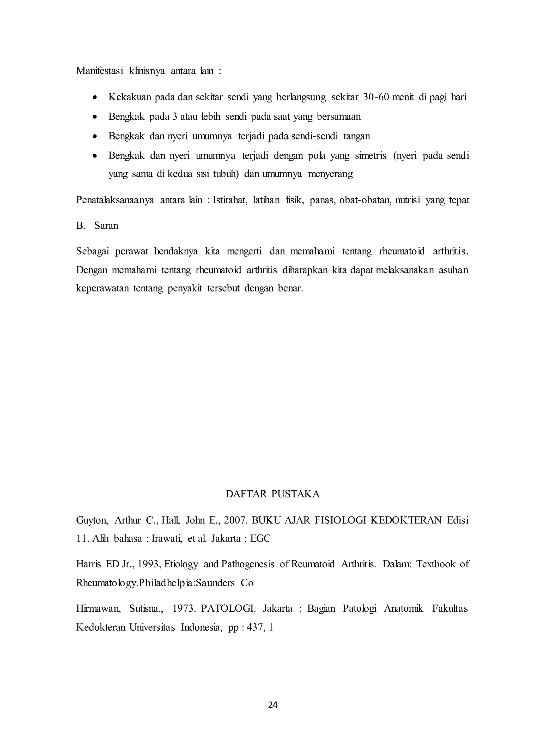Laporan Pendahuluan Rheumatoid Arthritis | DOCX