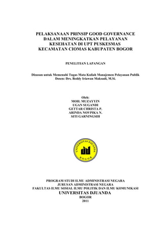 Good Governance dan Pelayanan Publik | DOC