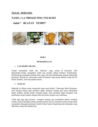 Tugas pembuatan tempe | DOCX