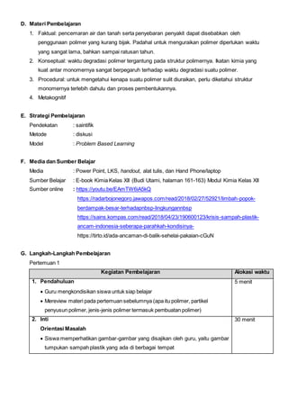 Polimer (Pengembangan Pembelajaran HOTS: RPP, LKS) | DOCX