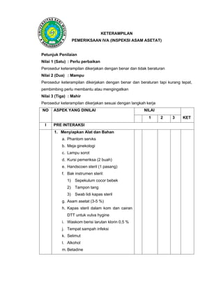 CEKLIS PEMERIKSAAN IVA TEST PADA PUS.docx