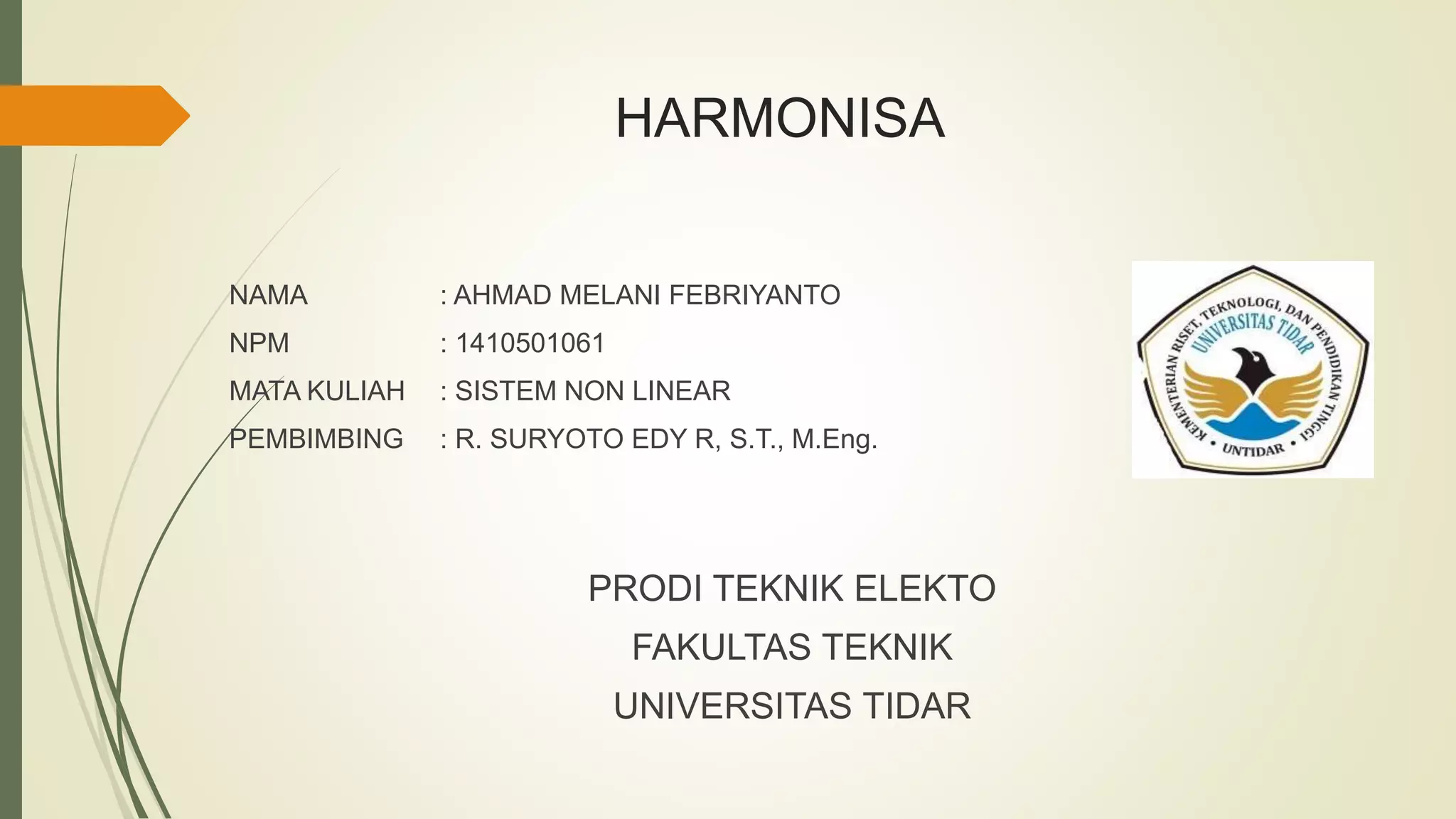 Tugas nilai non linear harmonisa | PPTX