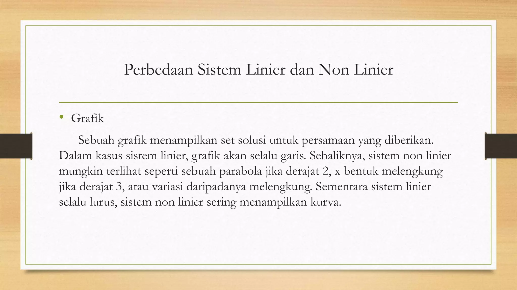 Perbedaan sistem linear dan non linear | PPTX