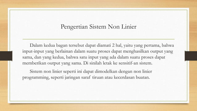 Perbedaan sistem linear dan non linear | PPTX