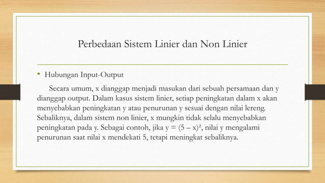 Perbedaan sistem linear dan non linear | PPTX