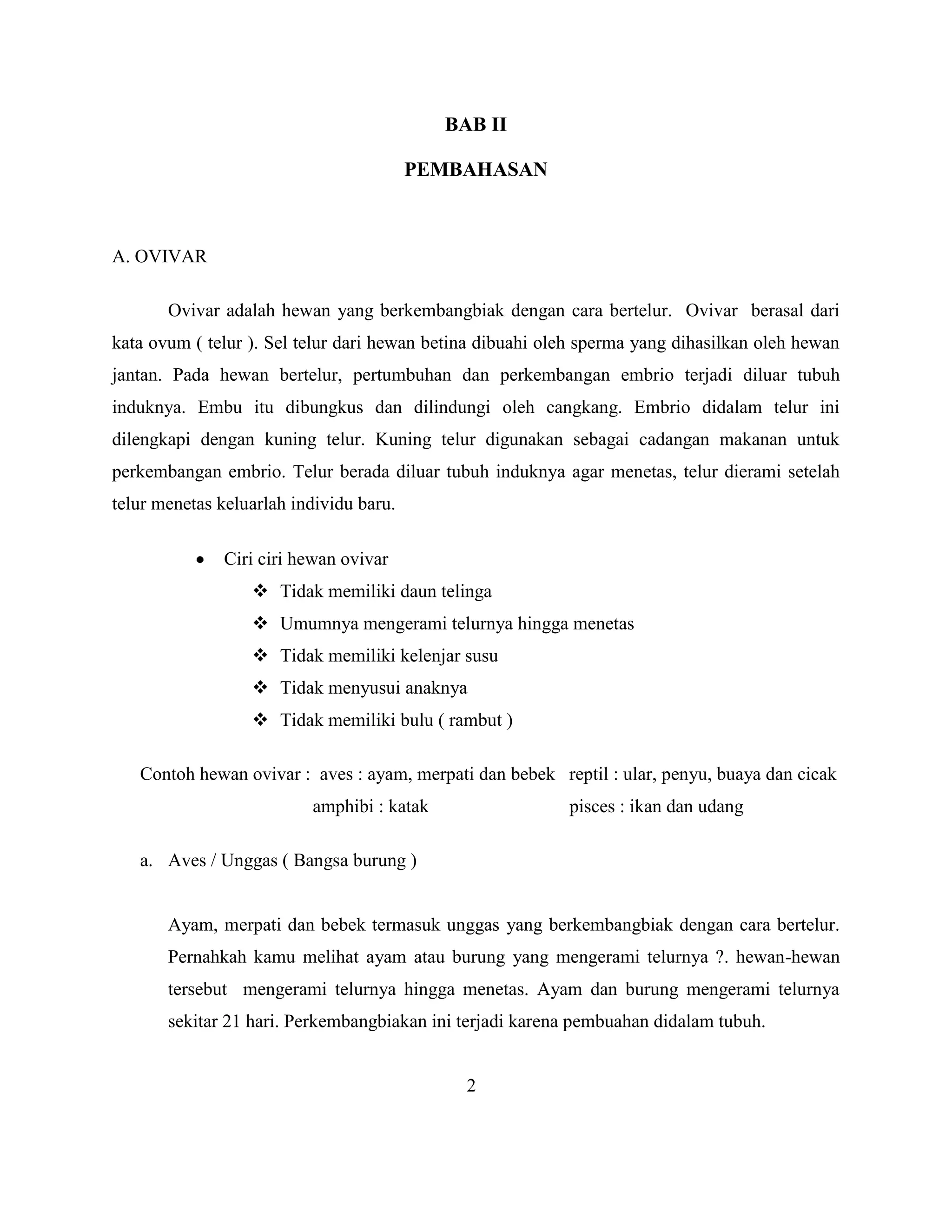 Tugas perkembangan hewan | DOCX