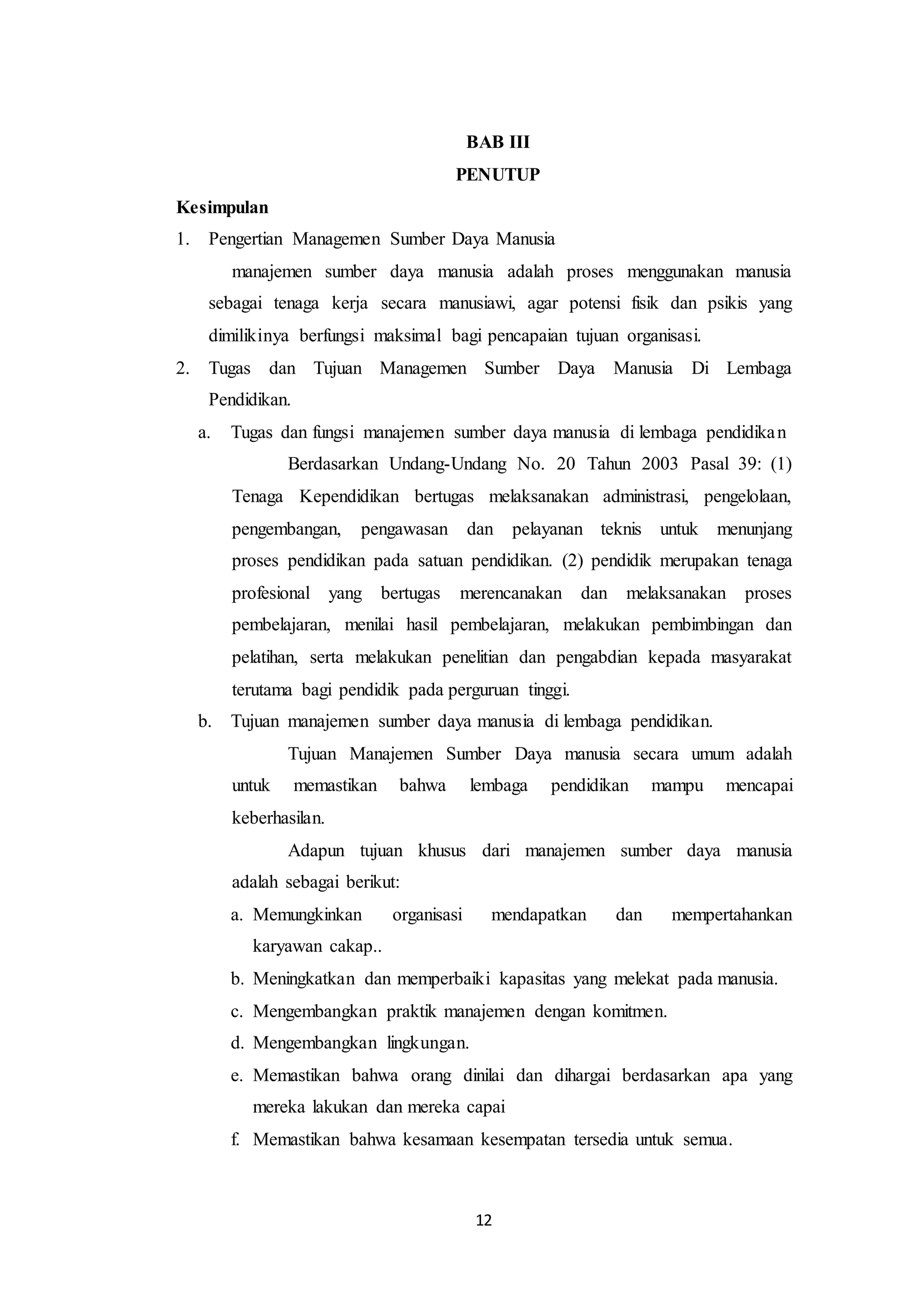 Sumber daya manusia pada lembaga pendidikan islam | PDF