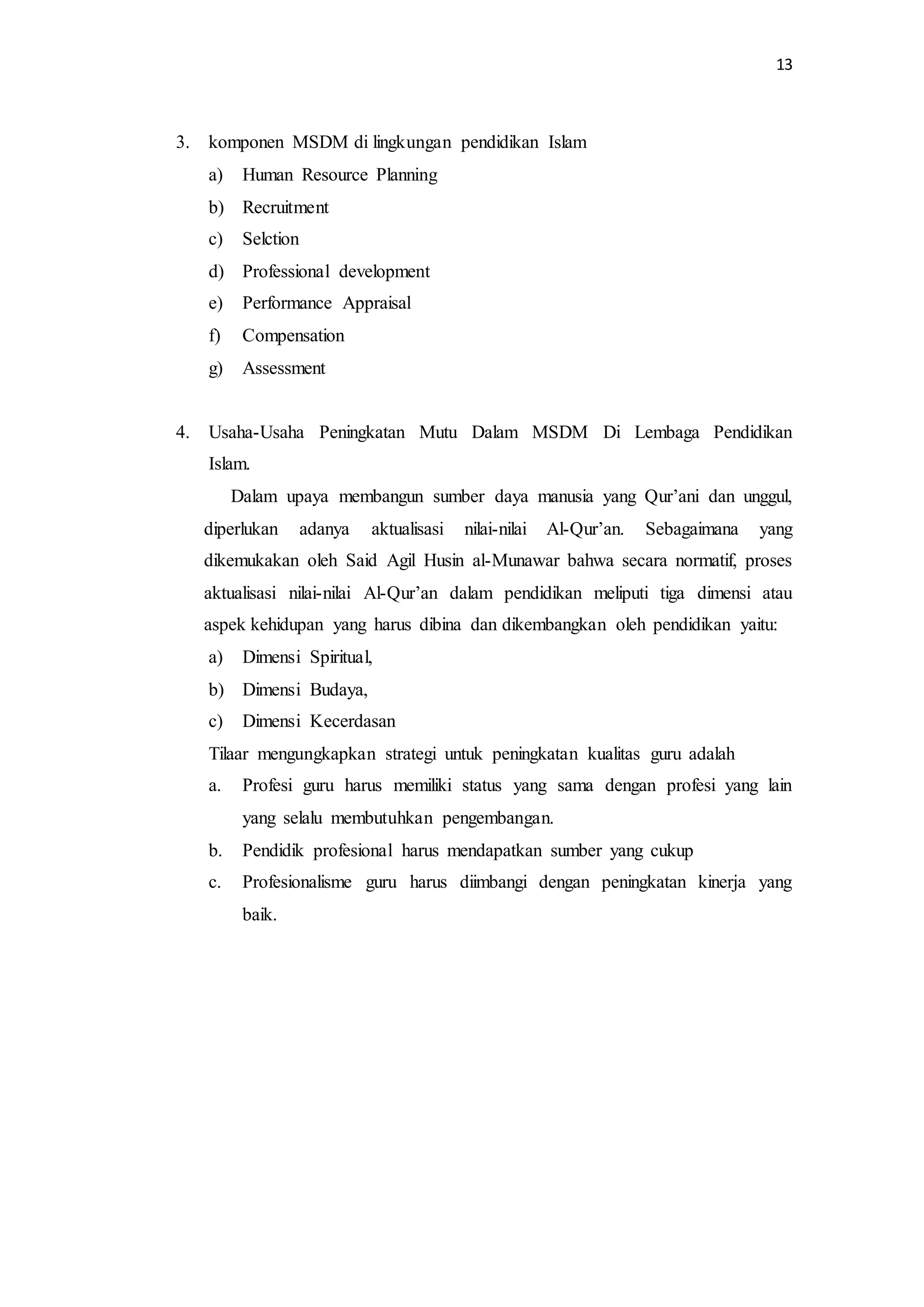 Sumber daya manusia pada lembaga pendidikan islam | PDF