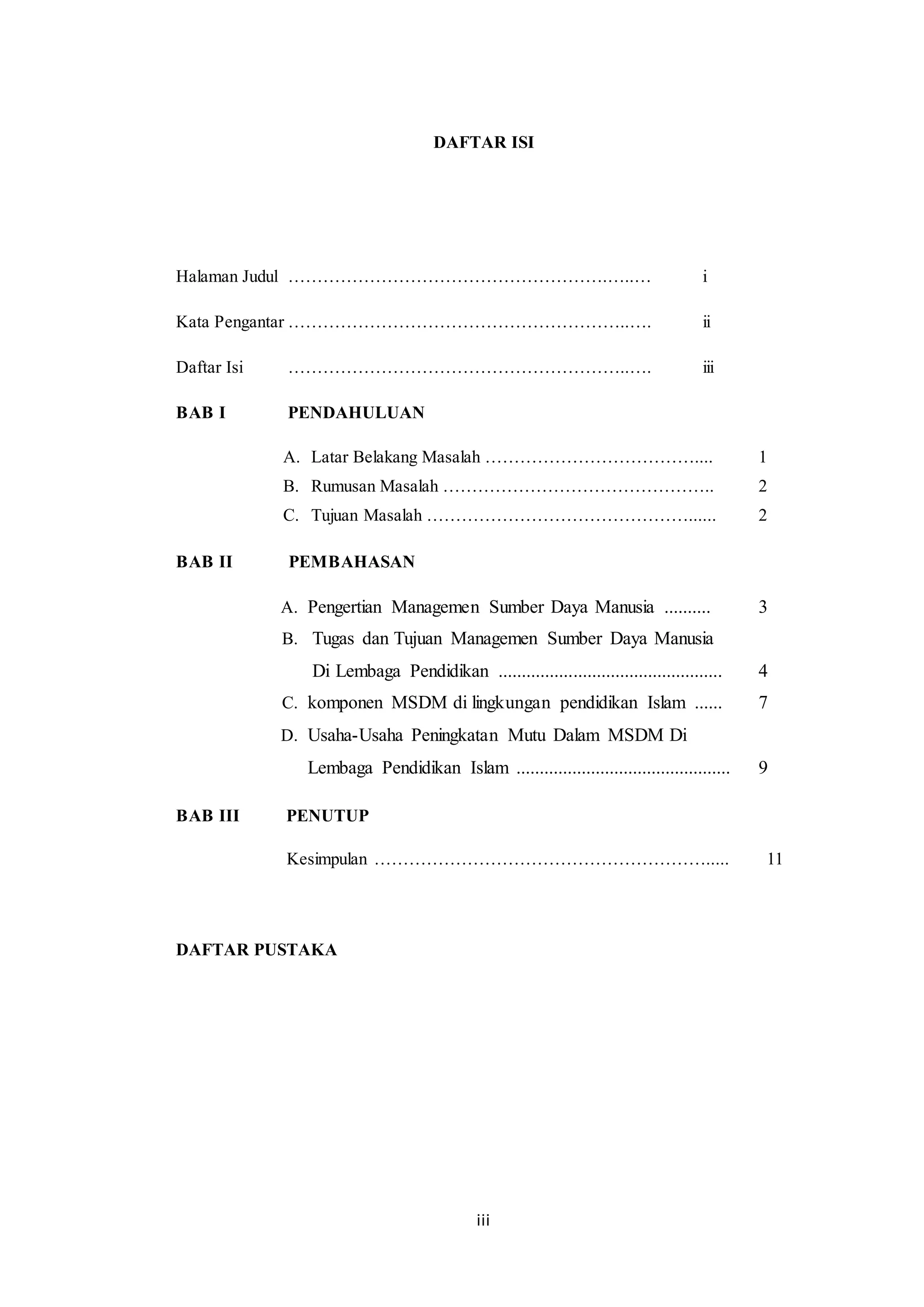 Sumber daya manusia pada lembaga pendidikan islam | PDF