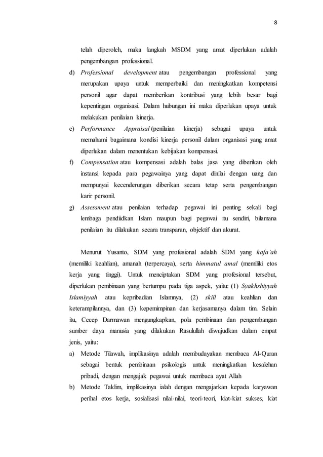 Sumber daya manusia pada lembaga pendidikan islam | PDF