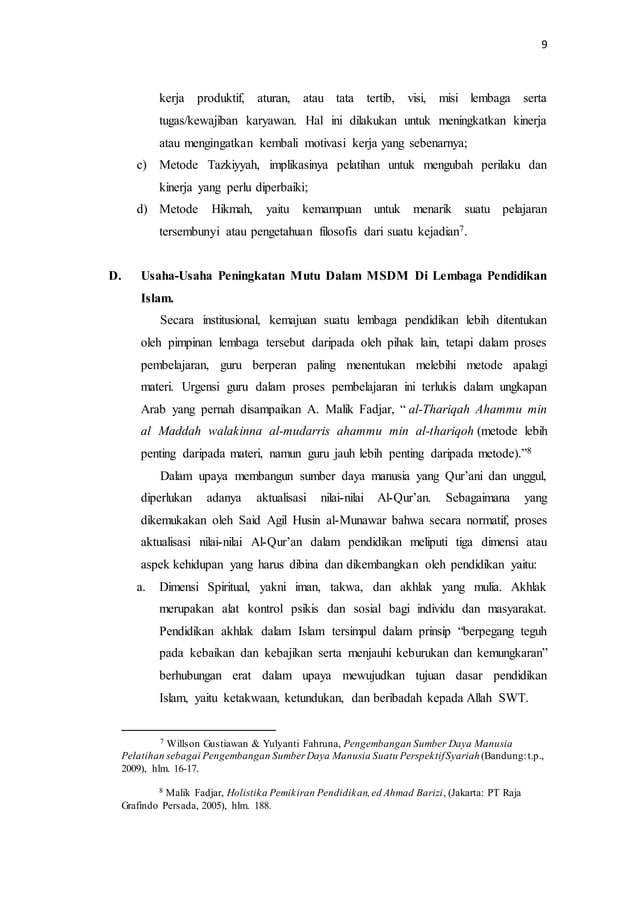 Sumber daya manusia pada lembaga pendidikan islam | PDF