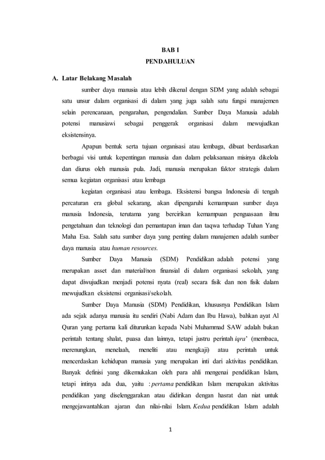 Sumber daya manusia pada lembaga pendidikan islam | PDF