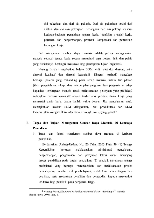 Sumber daya manusia pada lembaga pendidikan islam | PDF