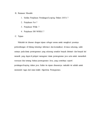 Tugas perulangan/Looping | PDF
