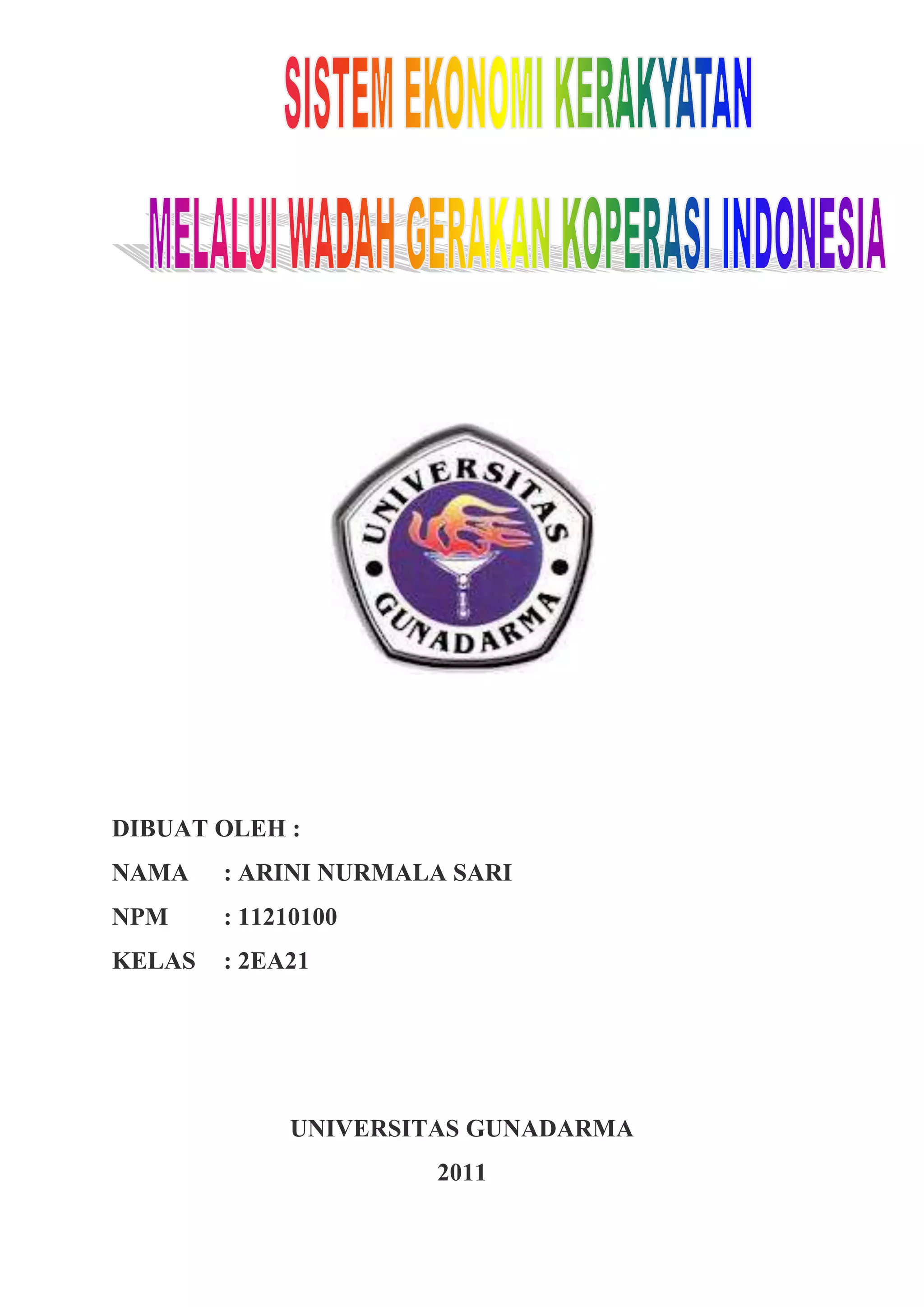 SISTEM EKONOMI KERAKYATAN MELALUI WADAH GERAKAN KOPERASI INDONESIA | DOCX