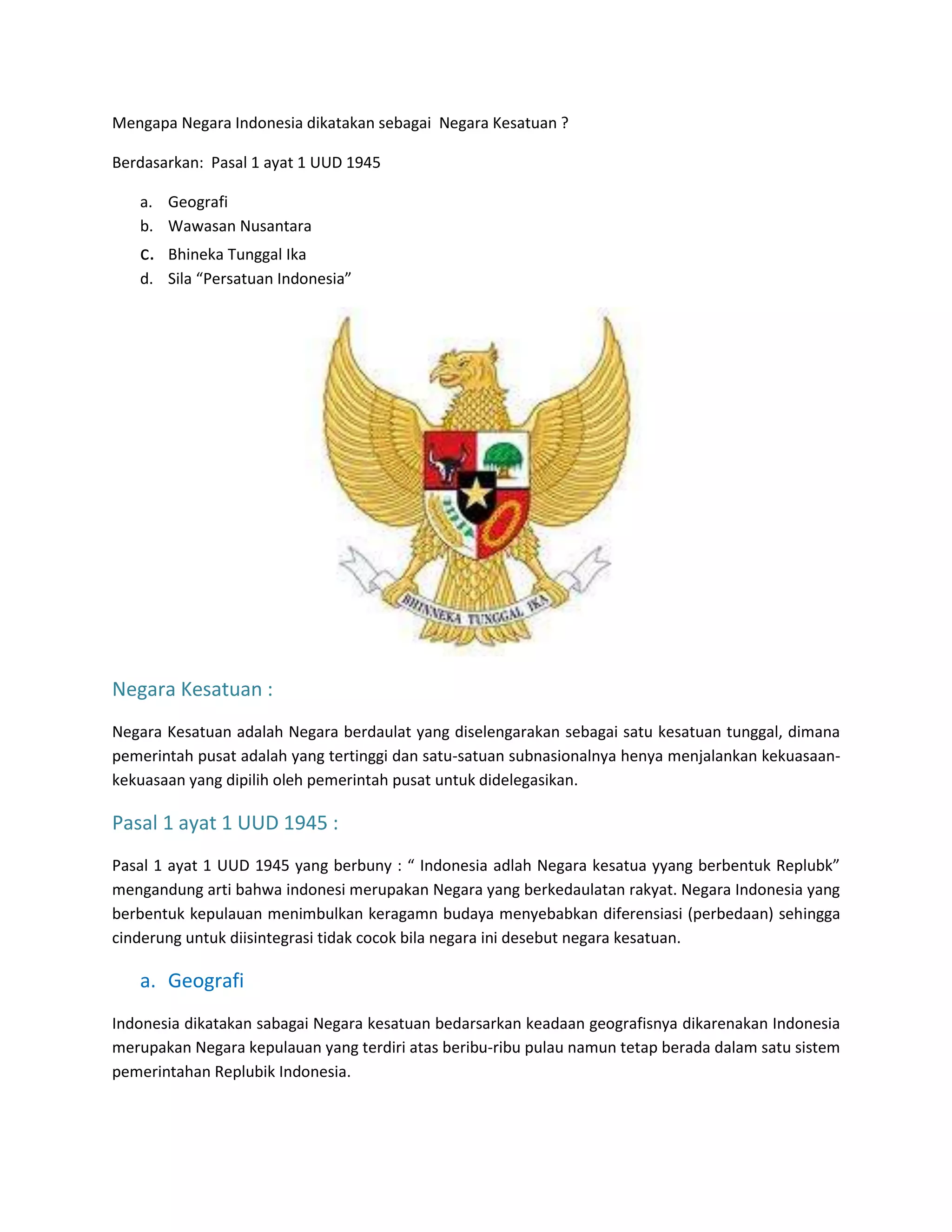 Indonesia sebagai Negara Kesatuan | DOCX