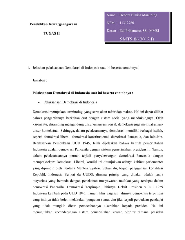 Tugas pkn II Demokrasi | DOC
