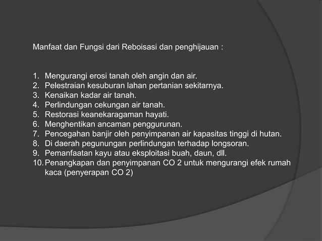 REBOISASI DAN PENGHIJAUAN | PPTX