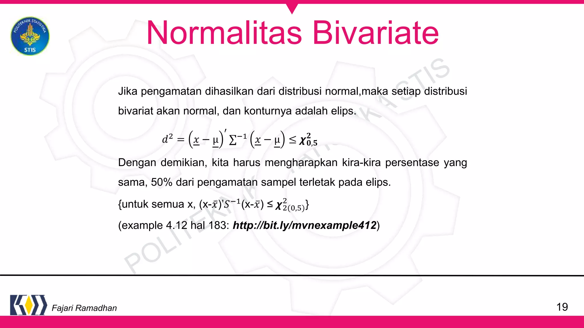 APG Pertemuan 4 : Multivariate Normal Distribution | PPTX