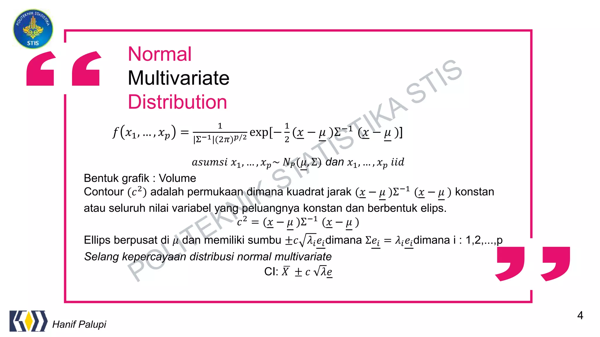 APG Pertemuan 4 : Multivariate Normal Distribution | PPTX