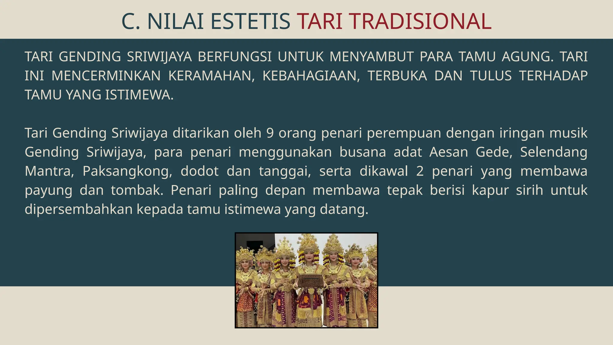 Bentuk dan jenis nilai estetis gerak tari tradisional | PPT