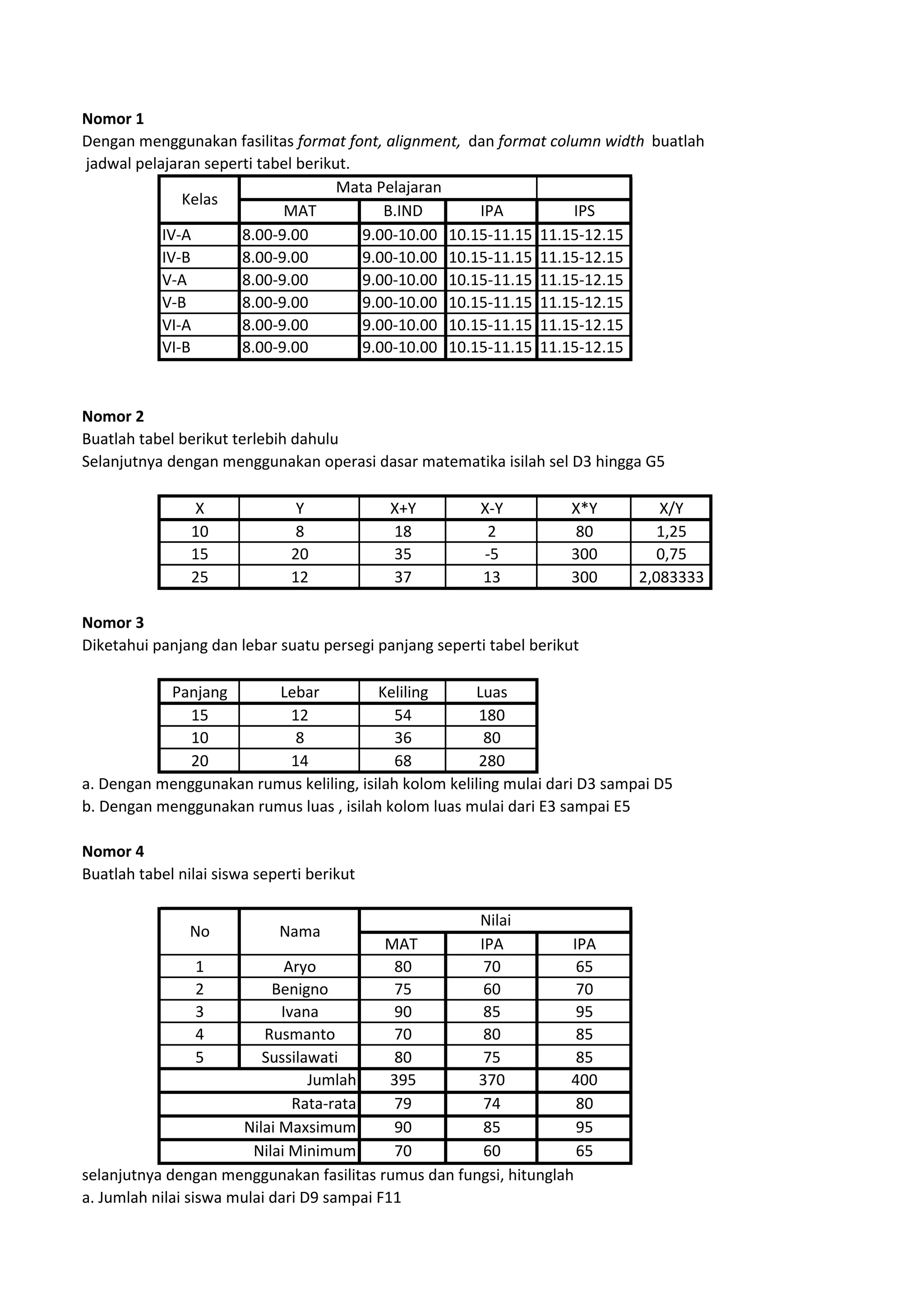 Tugas praktek excel | PDF