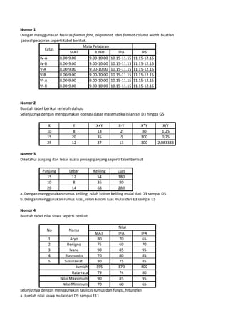 Tugas praktek excel | PDF
