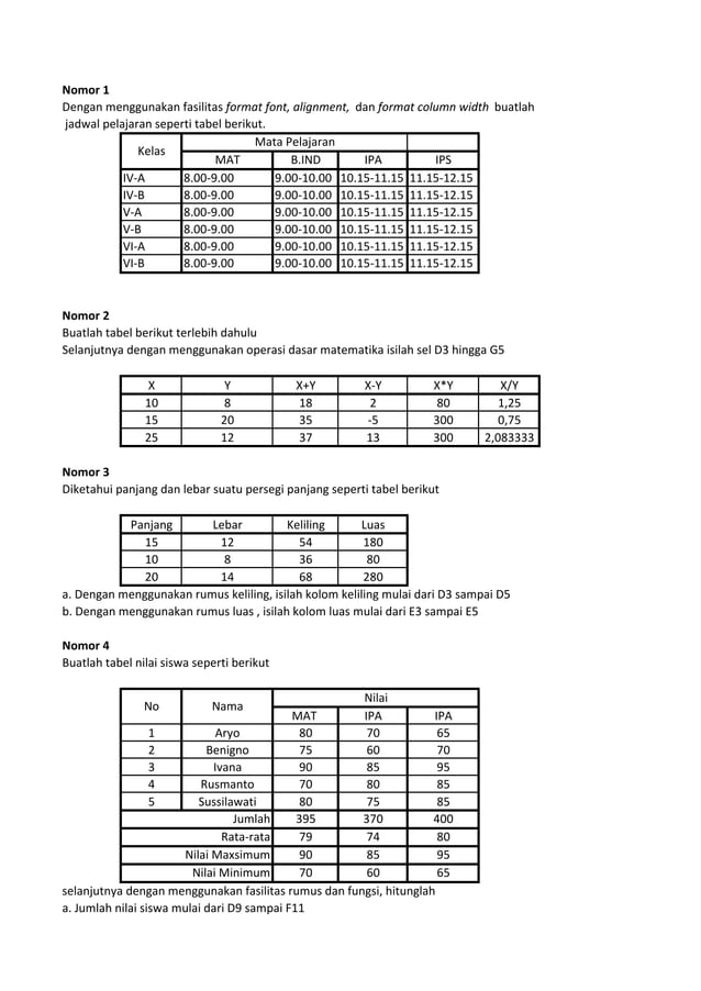 Tugas praktek excel | PDF