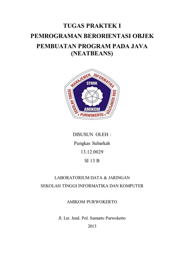 Tugas Praktikum Pemrograman Berorientasi Objek | DOCX