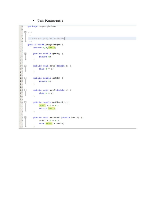 Tugas Praktikum Pemrograman Berorientasi Objek | DOCX