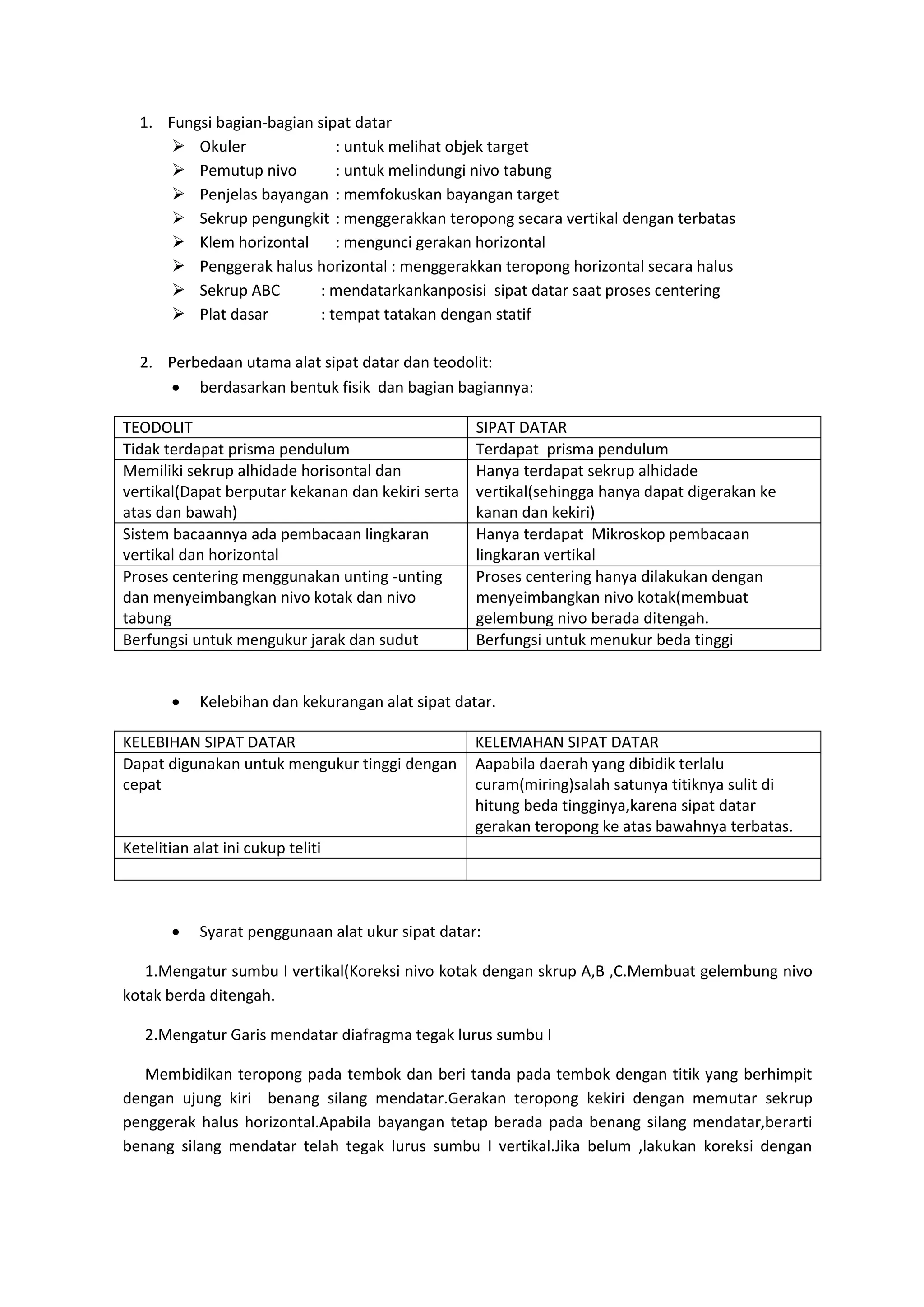 Tugas praktikum (Sipat Datar) | PDF