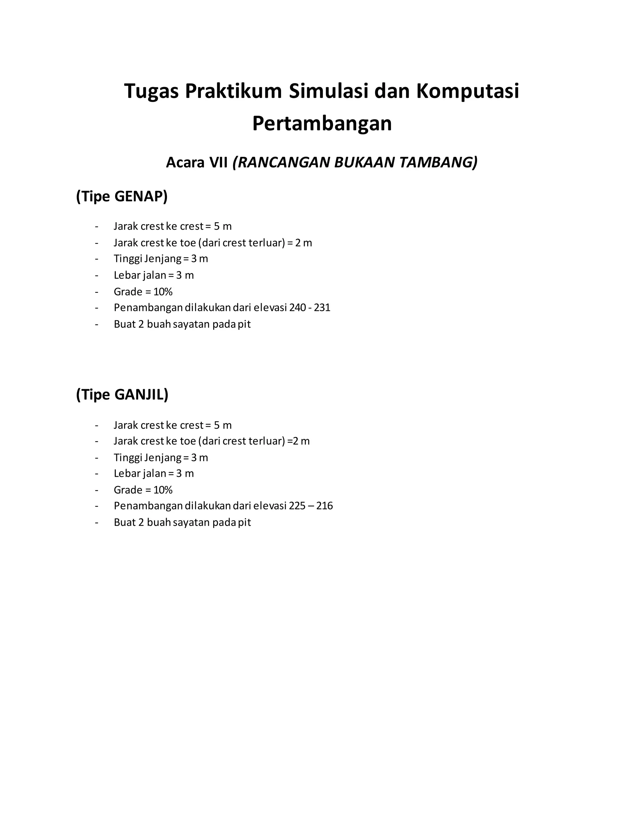 Tugas praktikum simulasi dan komputasi pertambangan | PDF