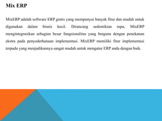 Presentasi ERP tentang software MixERP | PPTX