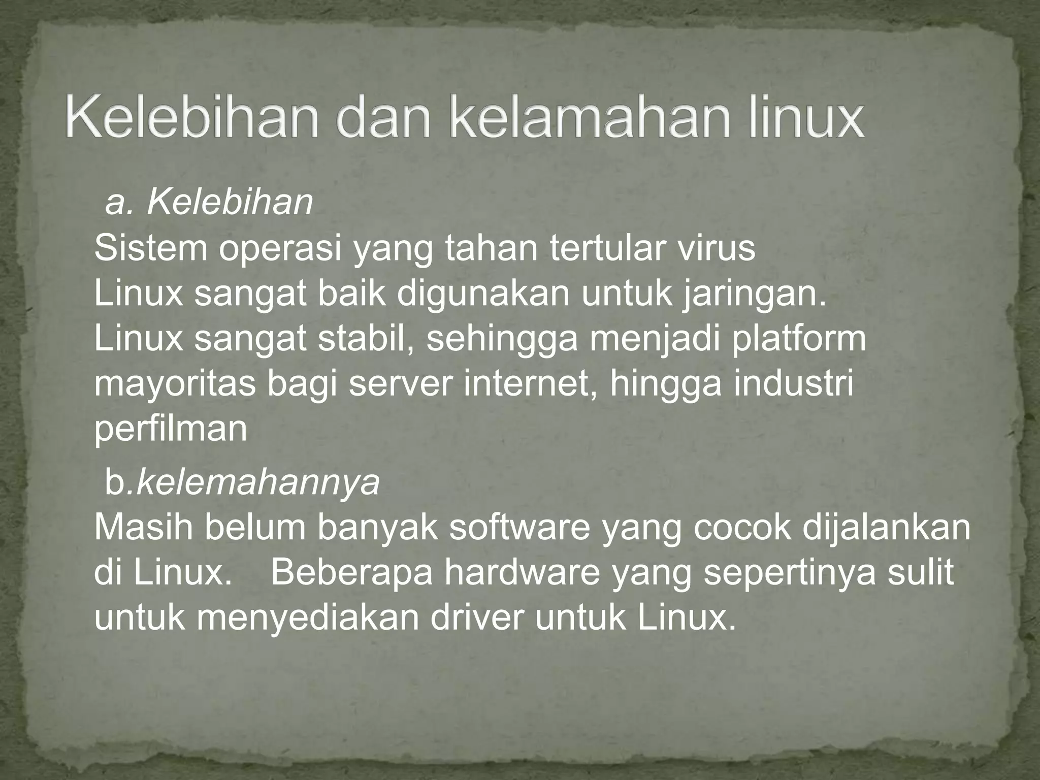 Tugas presentasi sistem operasi ii perbedaan windows dan linux | PPT