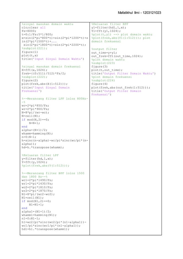 filter design using matlab | PDF