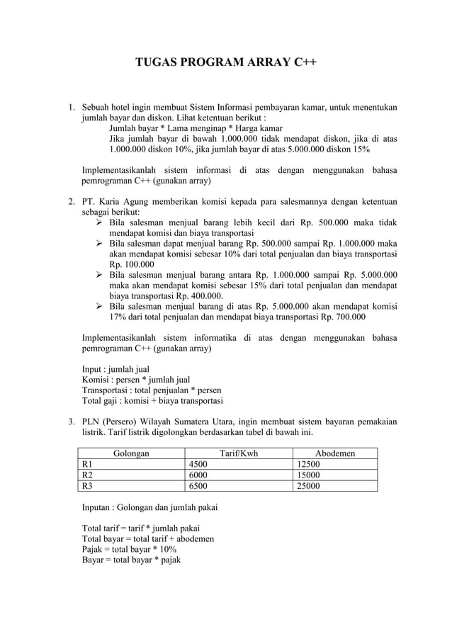 Tugas program array c++ | PDF