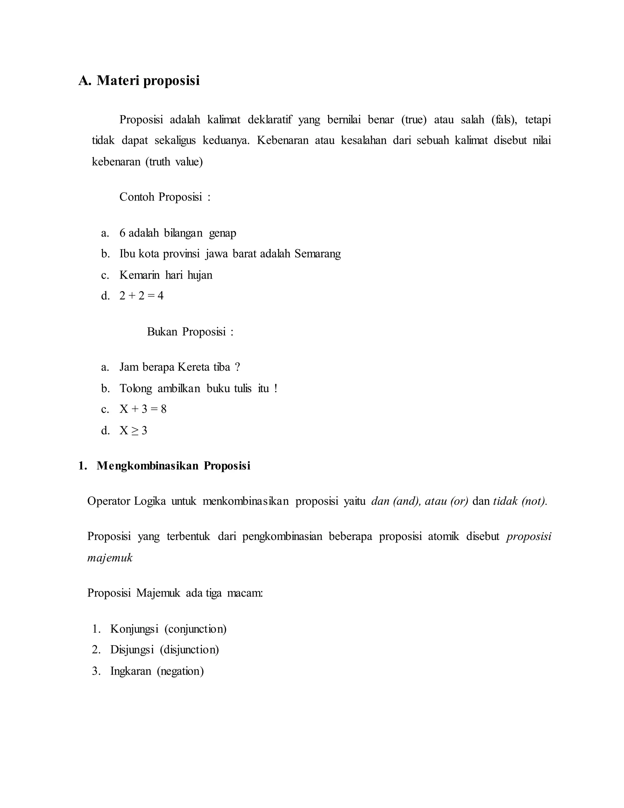 Proposisi Logika Matematika | DOCX