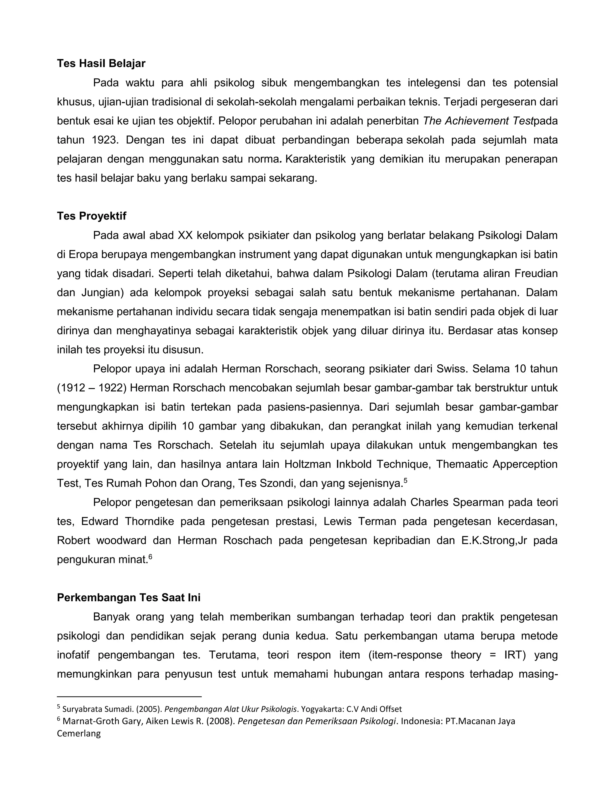 Tugas psikodiagnostik sejarah tes | DOCX