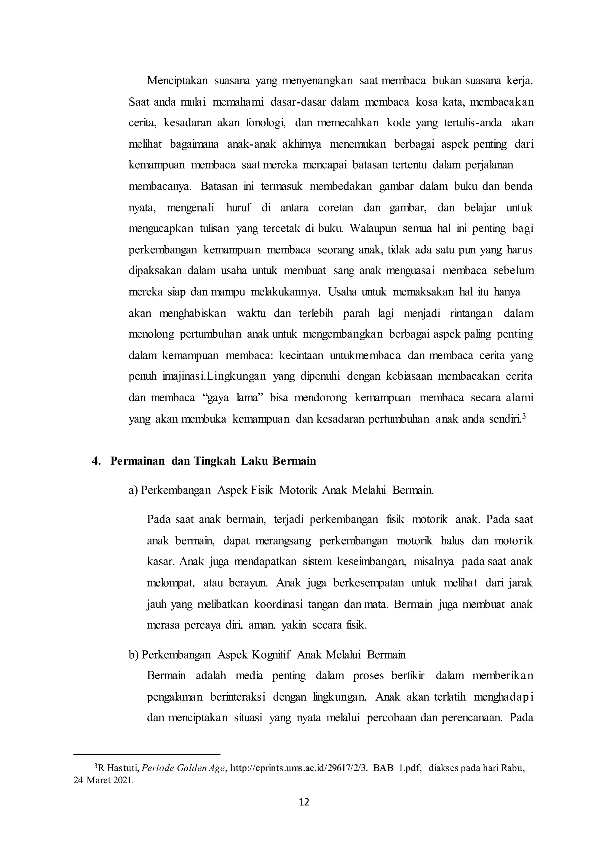 Tugas Makalah Perkembangan Anak Awal dan Anak Akhir | DOCX
