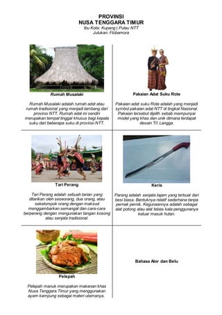 Keanekaragaman Budaya Indonesia (34 Provinsi) | DOCX