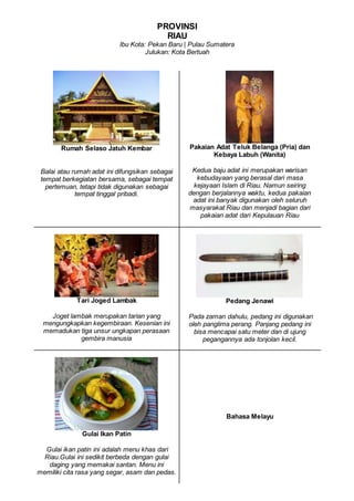 Keanekaragaman Budaya Indonesia (34 Provinsi) | DOCX