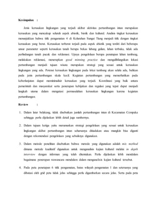 Kajian Kerusakan Lingkungan pada Tambang Intan Berbasis Pertambangan ...