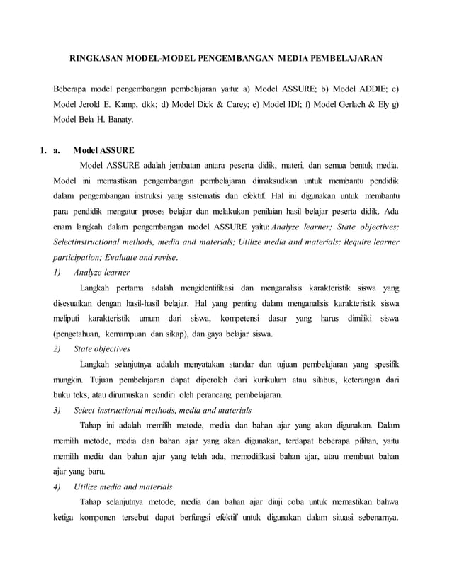 model model pengembangan media pembelajaran