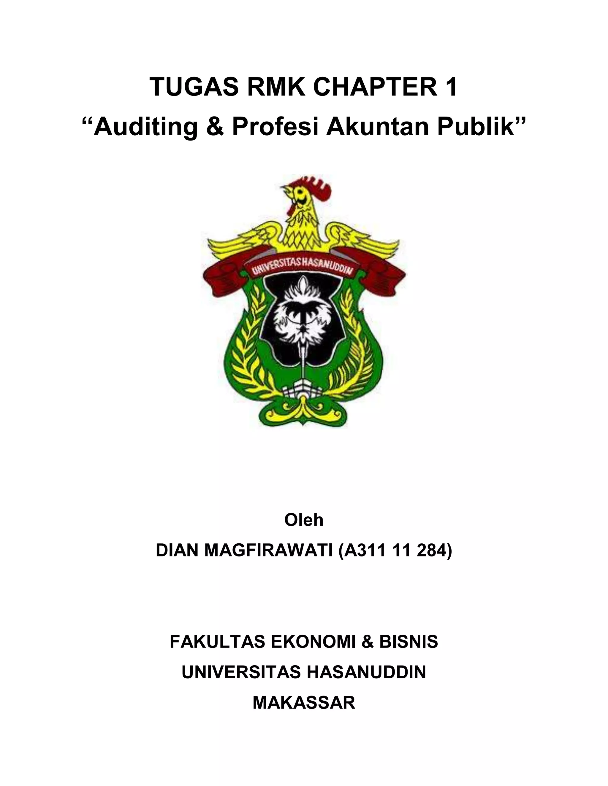 Tugas rmk chapter 1 pengauditan | DOCX